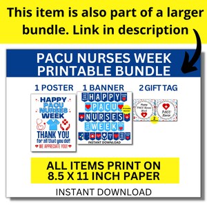 PACU Nurses Week Printable Poster, Perianesthesia Nurse Week Sign ...