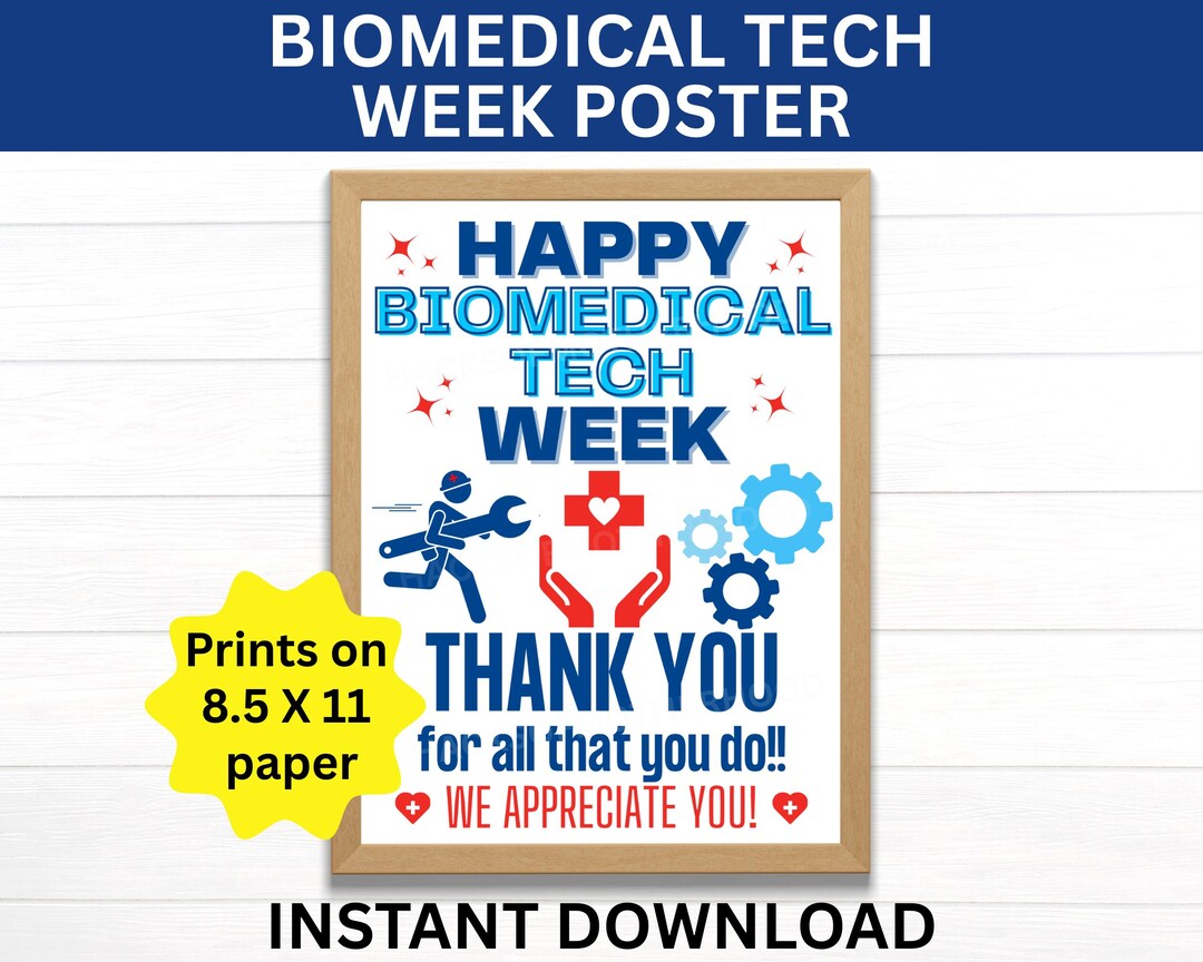 Biomedical Tech Week Printable Poster Happy Biomedical Technician Week ...