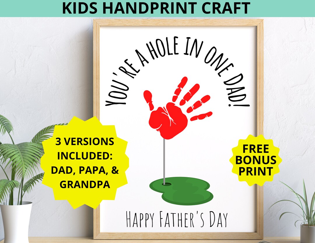 Father's Day Handprint Art Printable, Golf Handprint Kids Art Printable ...