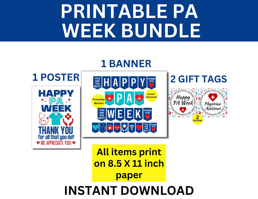 Physician Assistant Week Printable Bundle, PA Week Sign, Physician ...
