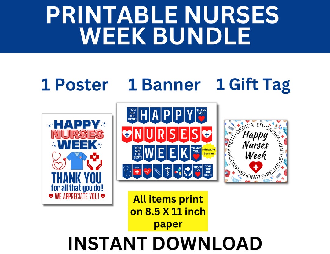 Nurses Week Printable Bundle, Nurses Week Appreciation Bundle, Nurse ...