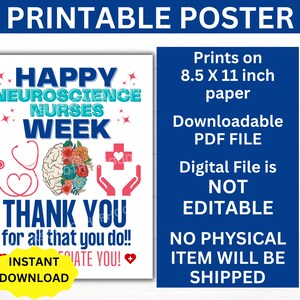 Neuroscience Nurses Week Printable Poster, Happy Neuroscience Nurses ...