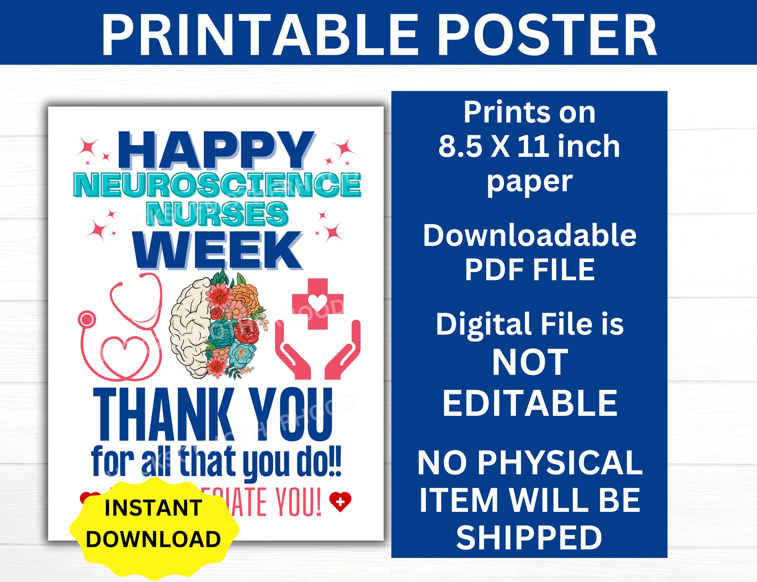 Neuroscience Nurses Week Printable Poster, Happy Neuroscience Nurses ...