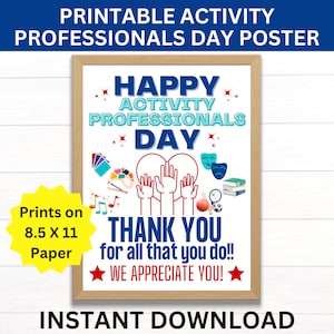 Activity Professionals Day Printable Poster, Activity Professionals ...