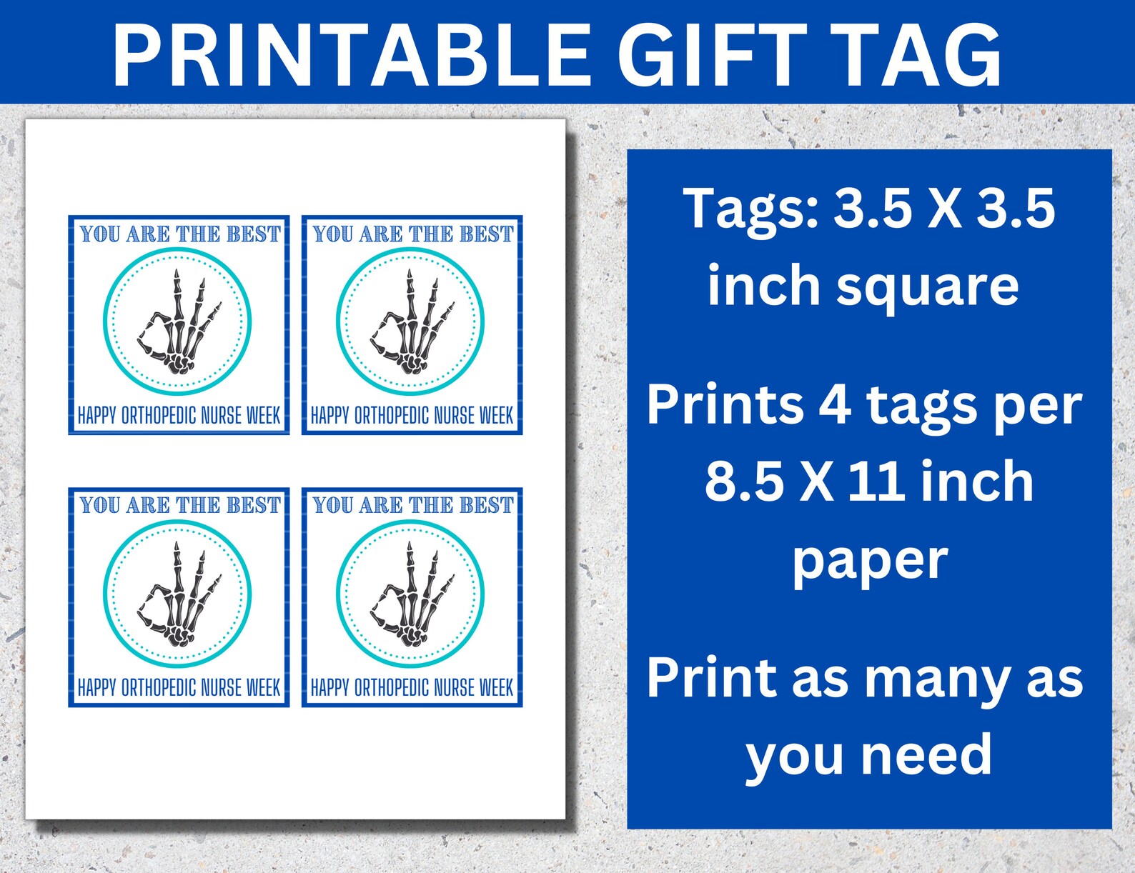 Orthopedic Nurses Week Printable Gift Tags Ortho Nurse Week - Etsy