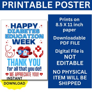 Diabetes Education Week Printable Poster, Diabetes Education Sign ...