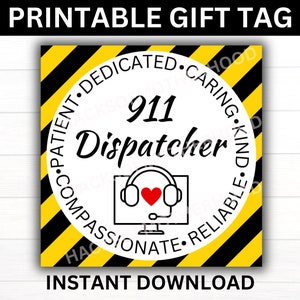 911 Dispatcher Week Printable Gift Tag, Public Safety ...
