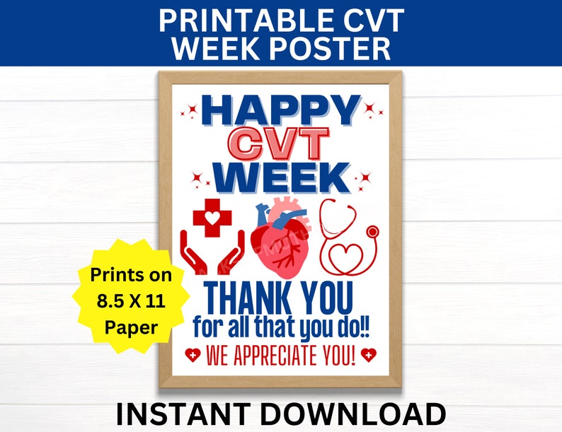 CVT Week Printable Poster, Cardiovascular Professionals Sign ...