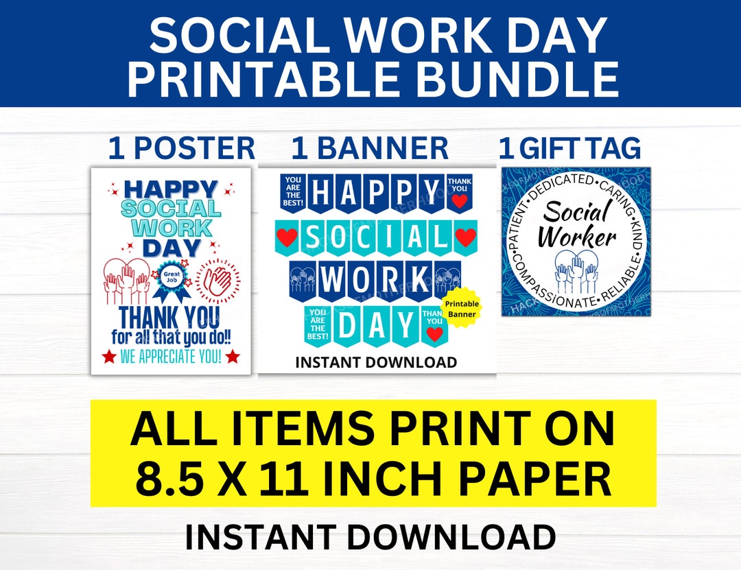 Social Work Week Printable Bundle, Happy Social Work Week Sign, School ...