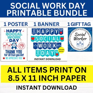 Social Work Week Printable Bundle, Happy Social Work Week Sign, School ...