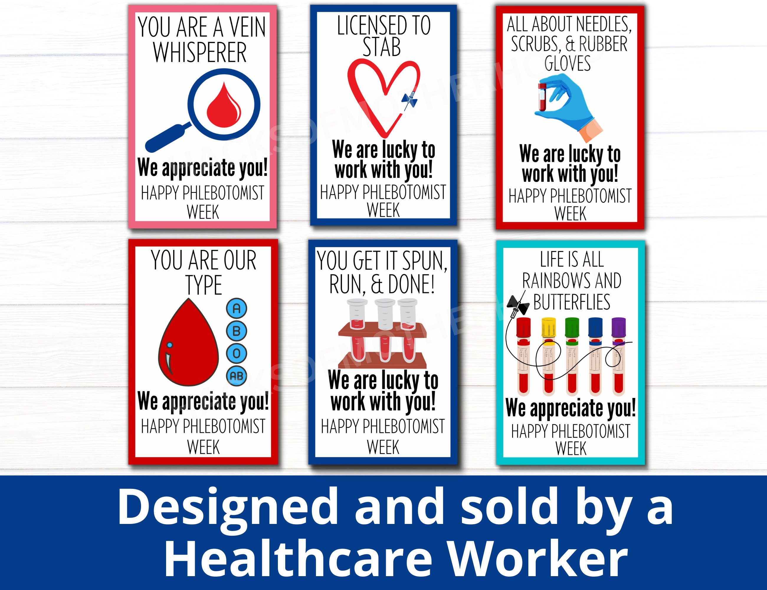 Funny Phlebotomist Week Printable Gift Tags, Happy Phlebotomy Week Sign ...