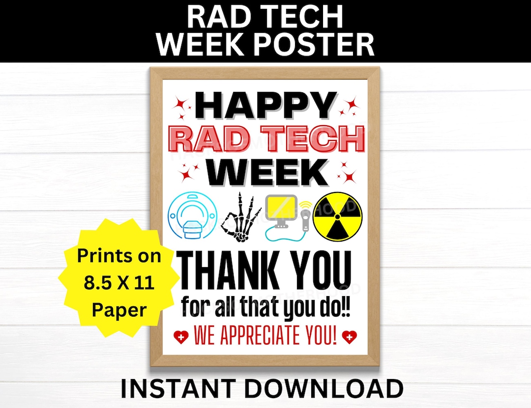 Rad Tech Week Printable Poster, Radiologic Tech Week, Rad Tech ...