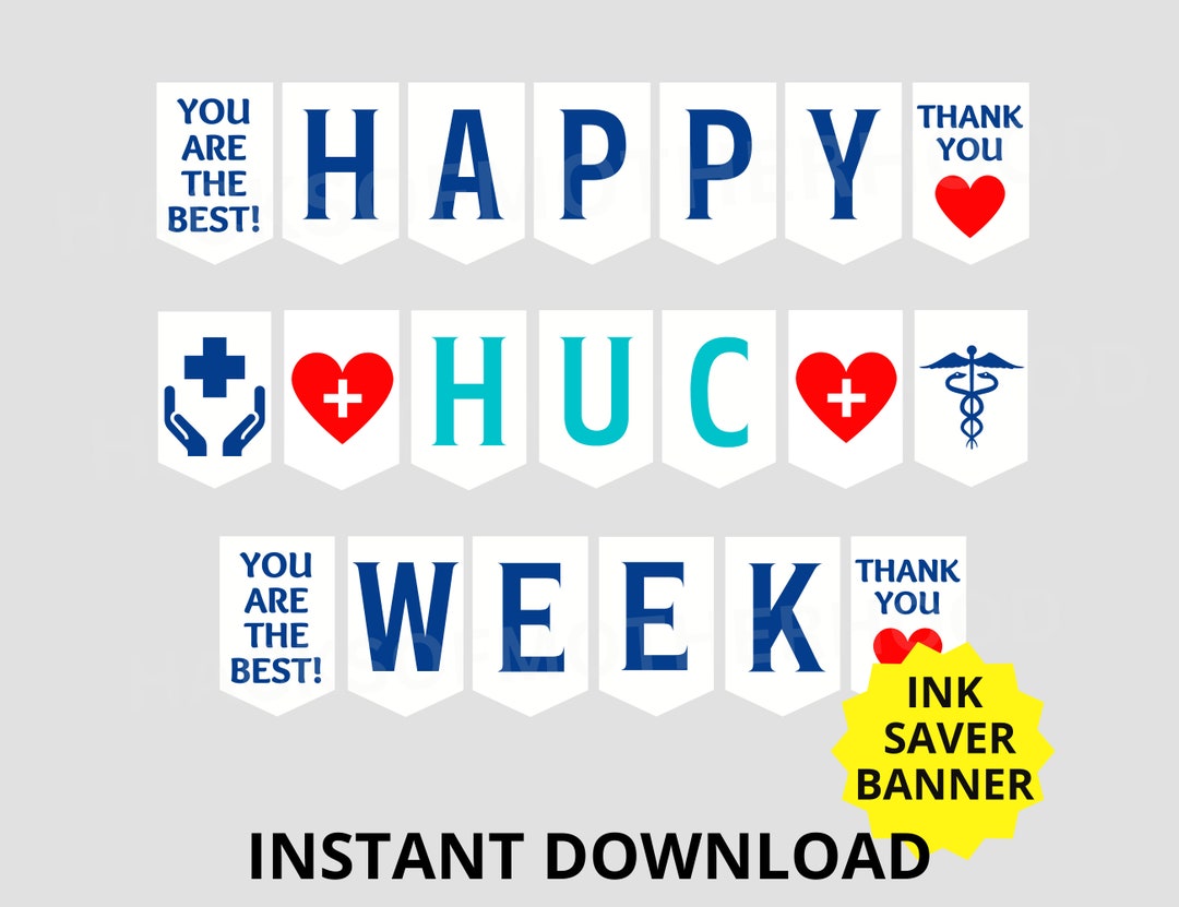 Health Unit Coordinator Week Printable Banner, Happy HUC Week Sign ...