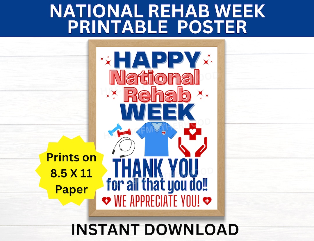 National Rehab Week Printable Poster, Happy Rehabilitation Week Sign ...