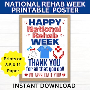 National Rehab Week Printable Poster, Happy Rehabilitation Week Sign ...