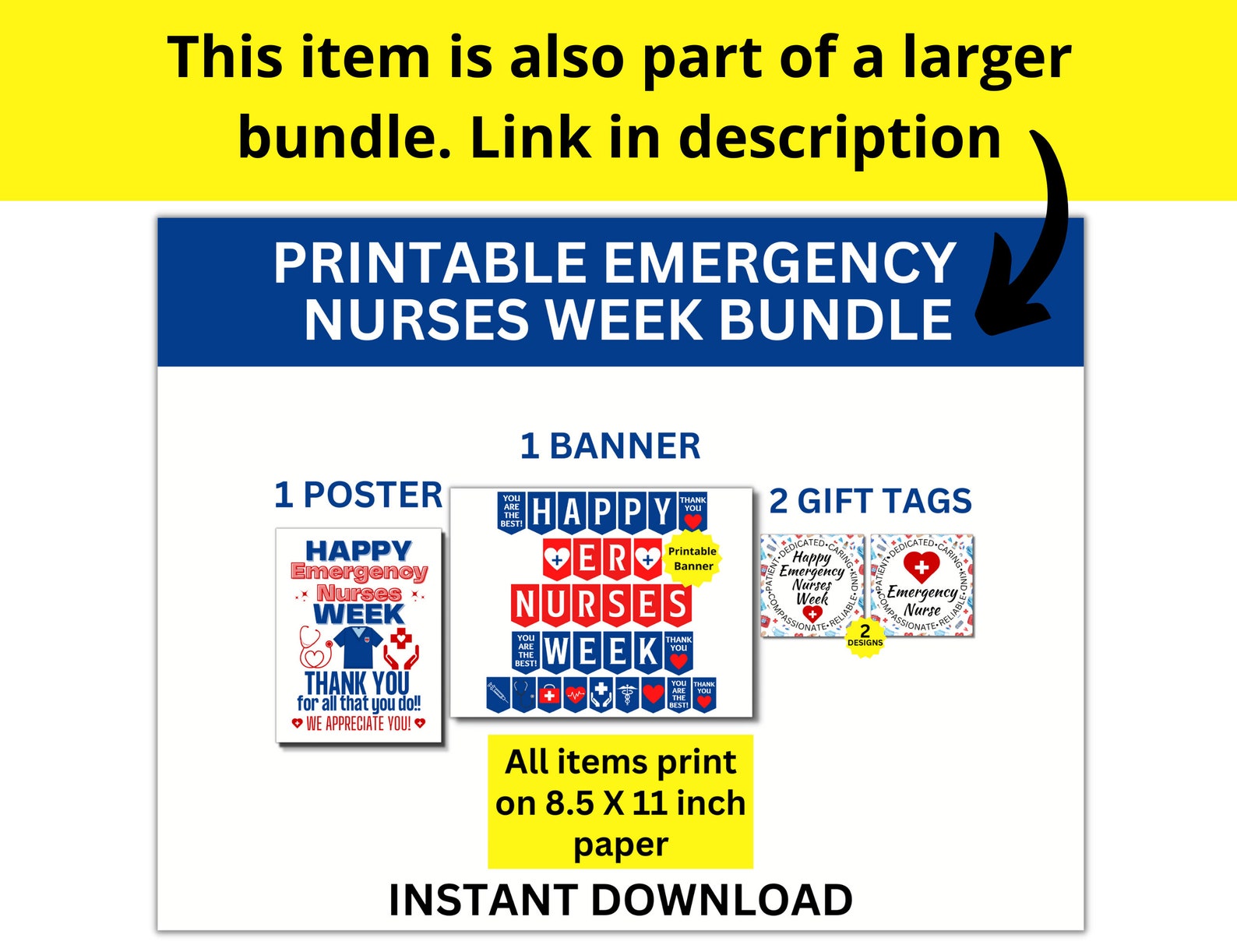 Emergency Nurses Week Printable Poster, ER Nurse Week Sign, Emergency ...