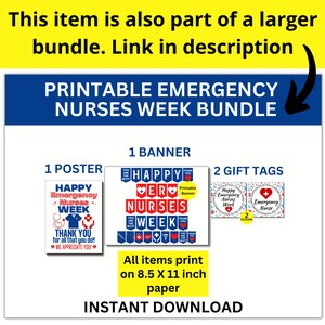 Emergency Nurses Week Printable Poster, ER Nurse Week Sign, Emergency ...