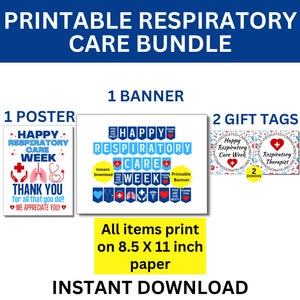 Respiratory Care Week Printable Bundle, Happy Respiratory Therapist Week Bundle, Respiratory ...