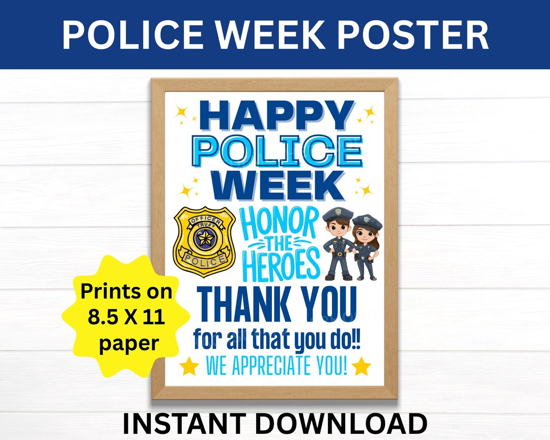 Police Week Printable Poster National Police Week Gifts Law Enforcement ...