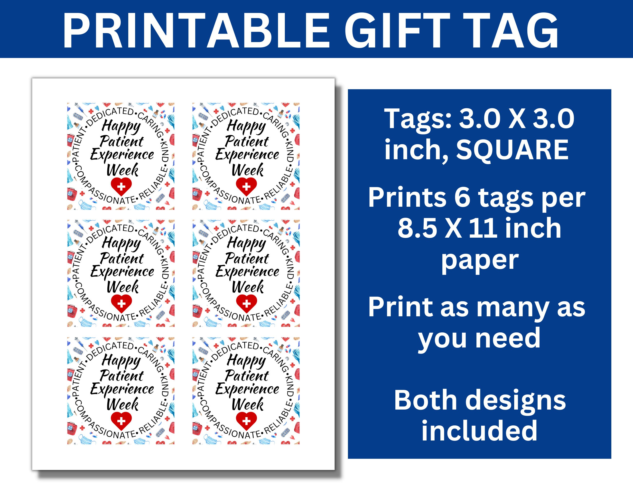 Patient Experience Week Printable Gift Tags, Healthcare Worker ...