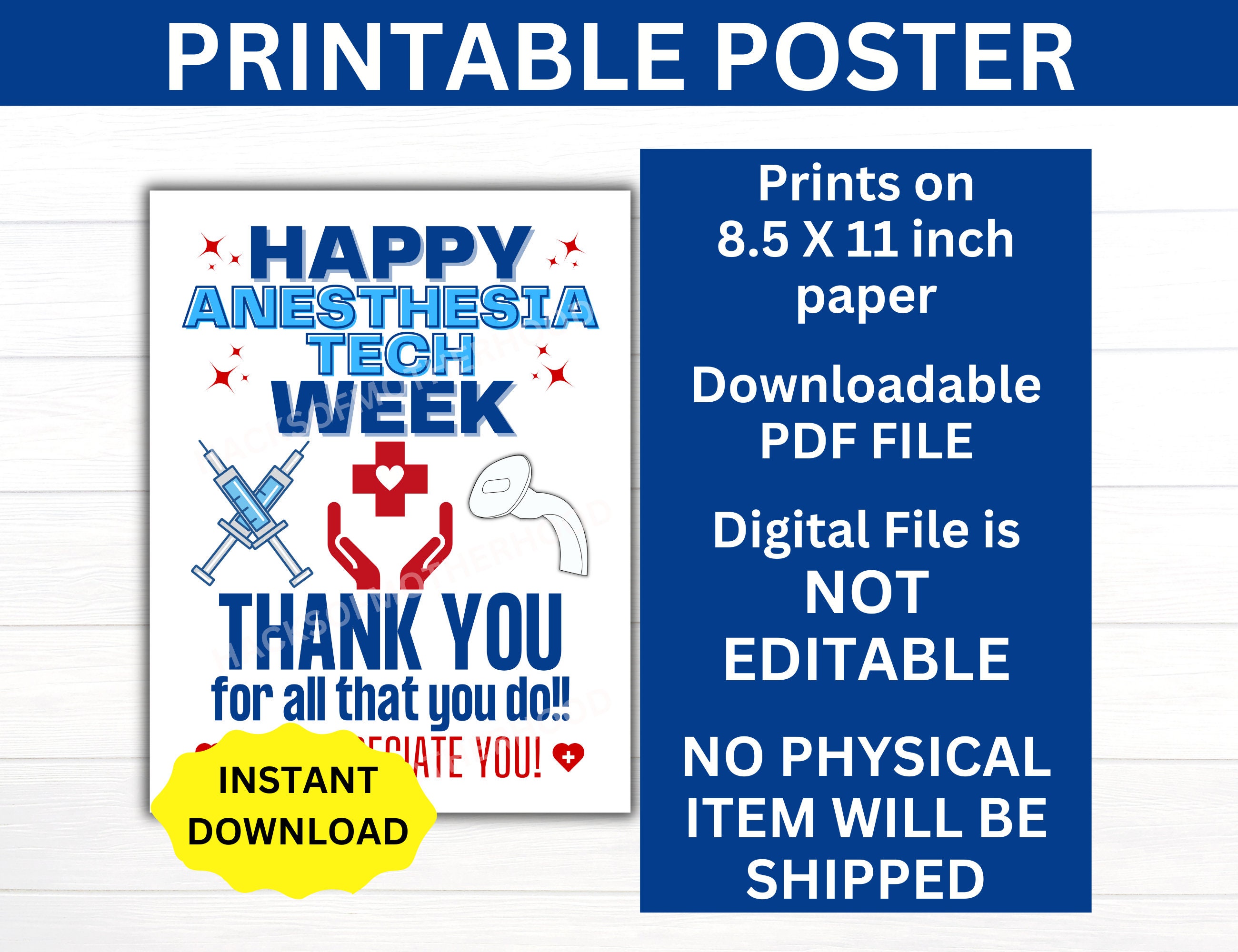 Anesthesia Tech Week Printable Bundle, Anesthesia Technician Week Sign ...