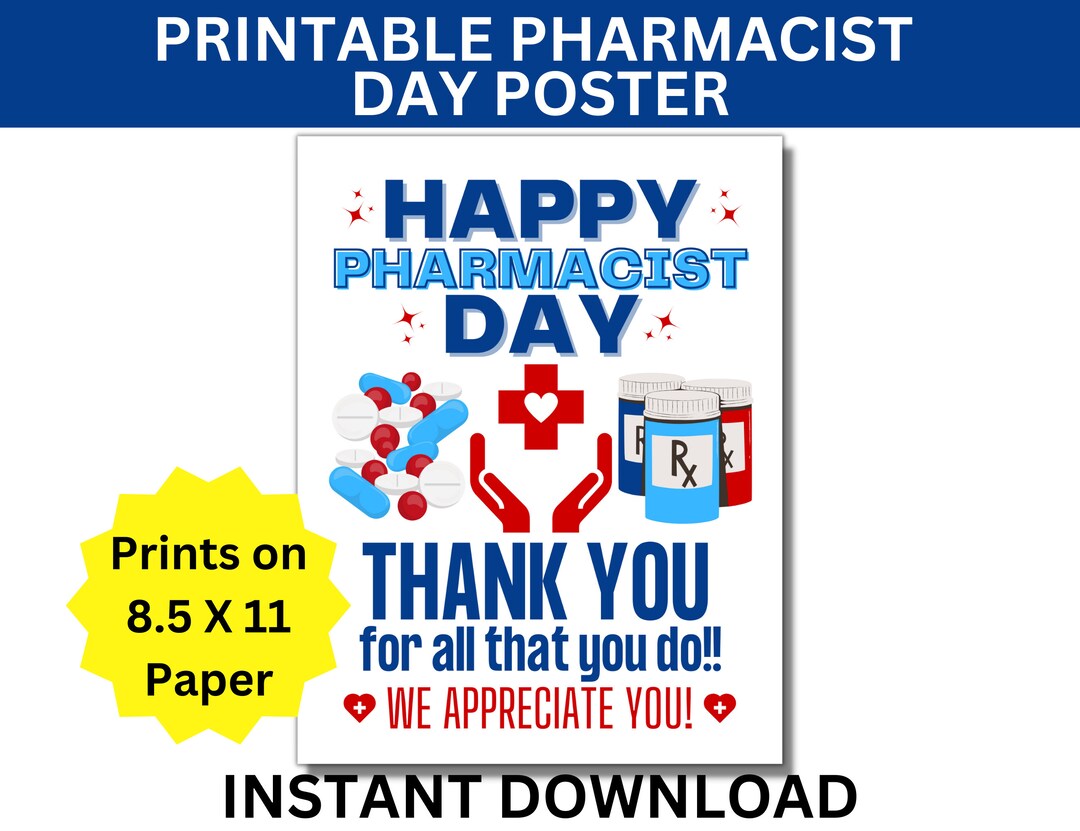 Pharmacist Day Printable Poster Happy Pharmacist Day Sign - Etsy