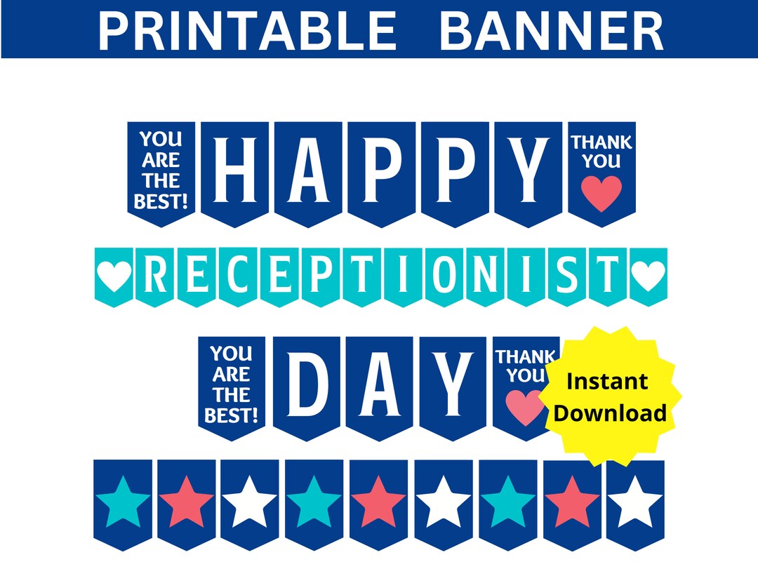 Receptionist Day Printable Banner, Receptionist Day Sign, Receptionist ...
