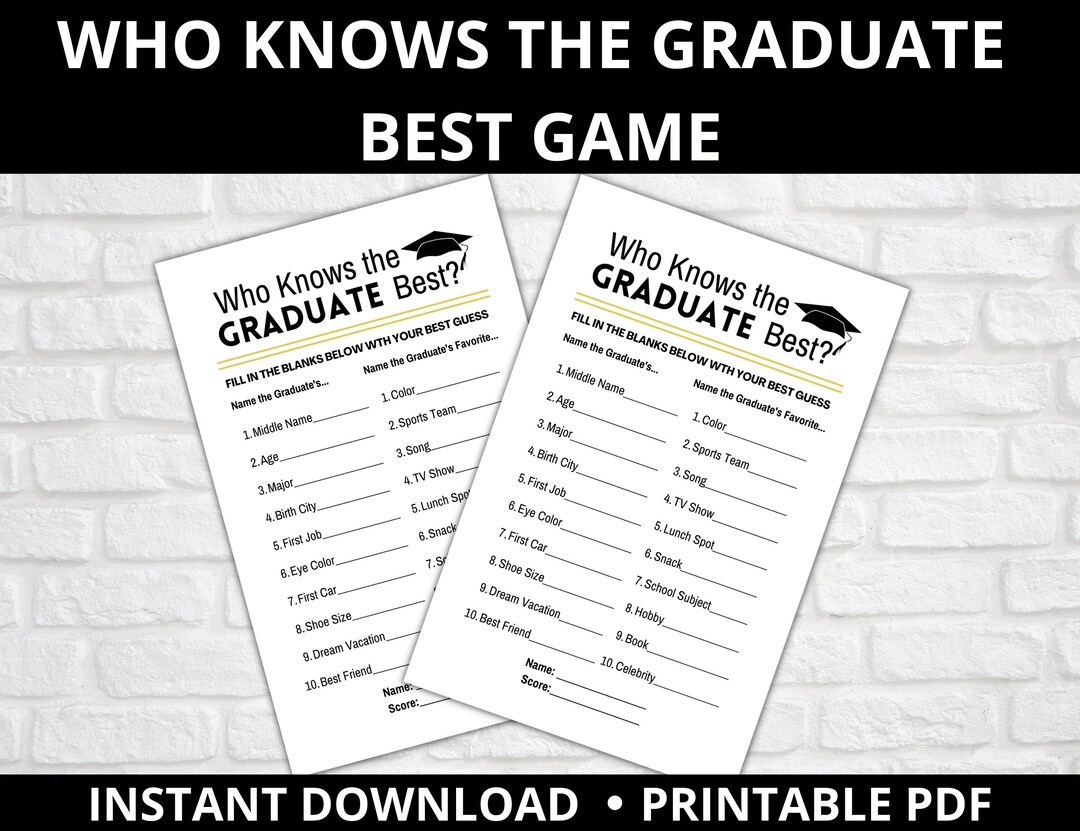 Graduation Party Game Printable, College Graduate, High School ...