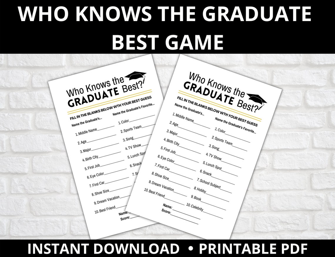 Graduation Party Game Printable College Graduate High School | Etsy