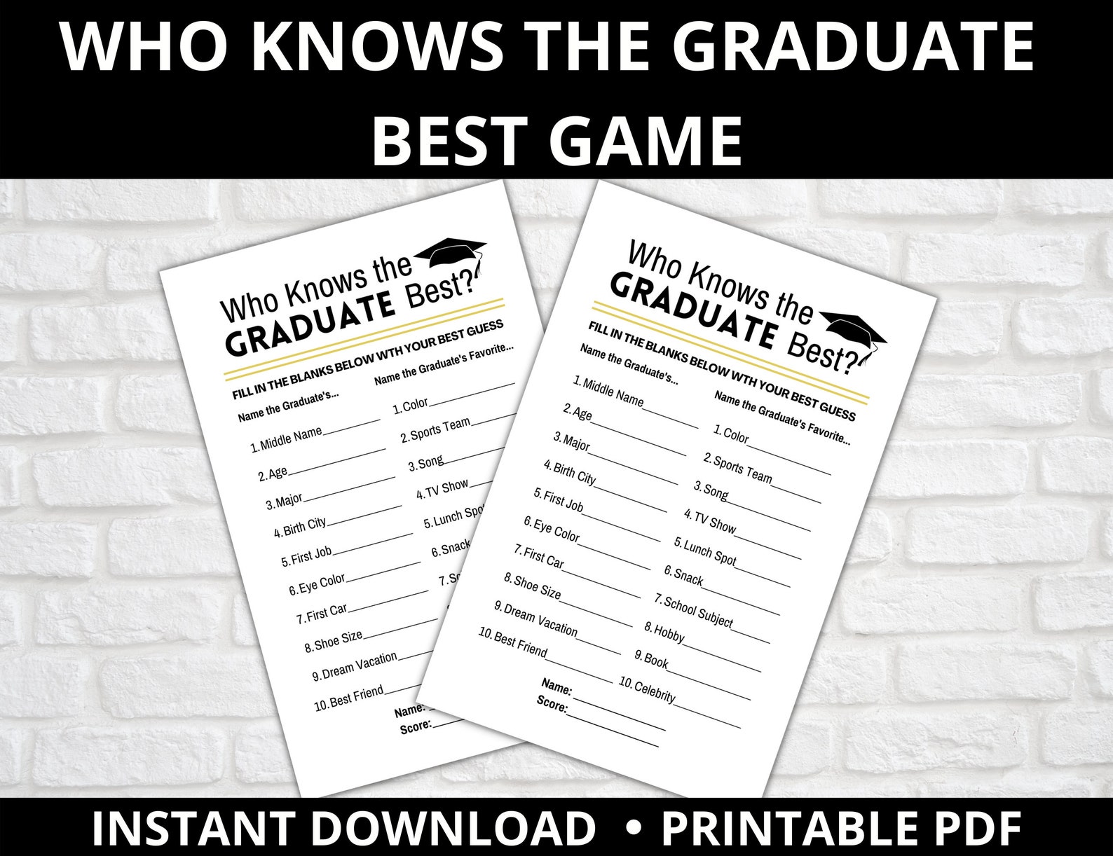 Graduation Party Game Printable College Graduate High School | Etsy