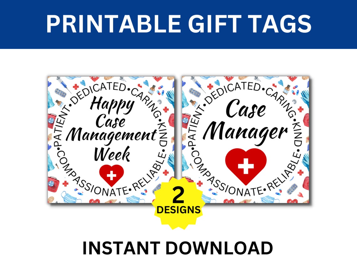 Case Management Week Printable Gift Tags, Happy Case Manager Week Gift ...