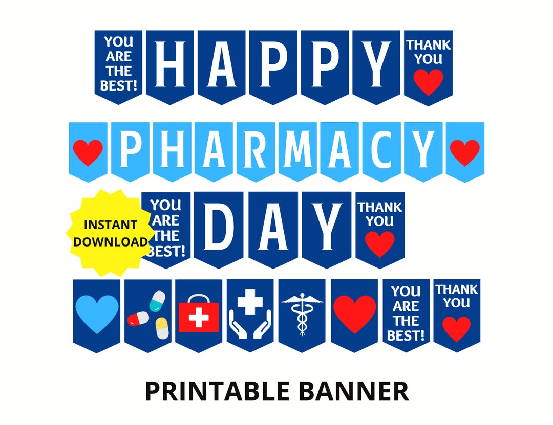 Pharmacy Day Printable Banner, Happy Pharmacy Day Banner, Pharmacist ...