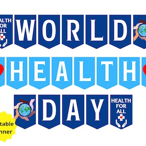 World Health Day Printable Banner, World Health Day Sign, Health for ...