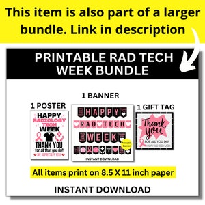 Radiologic Tech Week Printable Sign, Radiology Tech Week Banner, Rad ...
