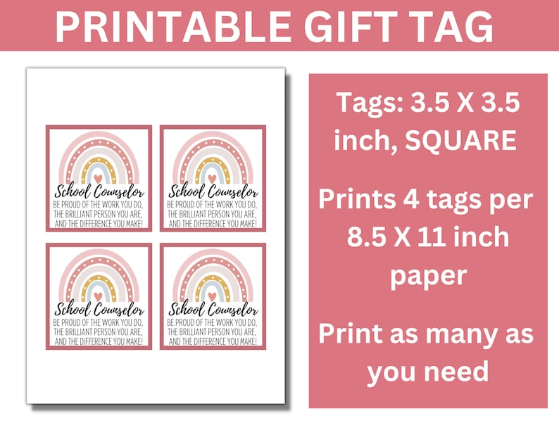 Happy School Counselor Week Printable Gift Tags School - Etsy