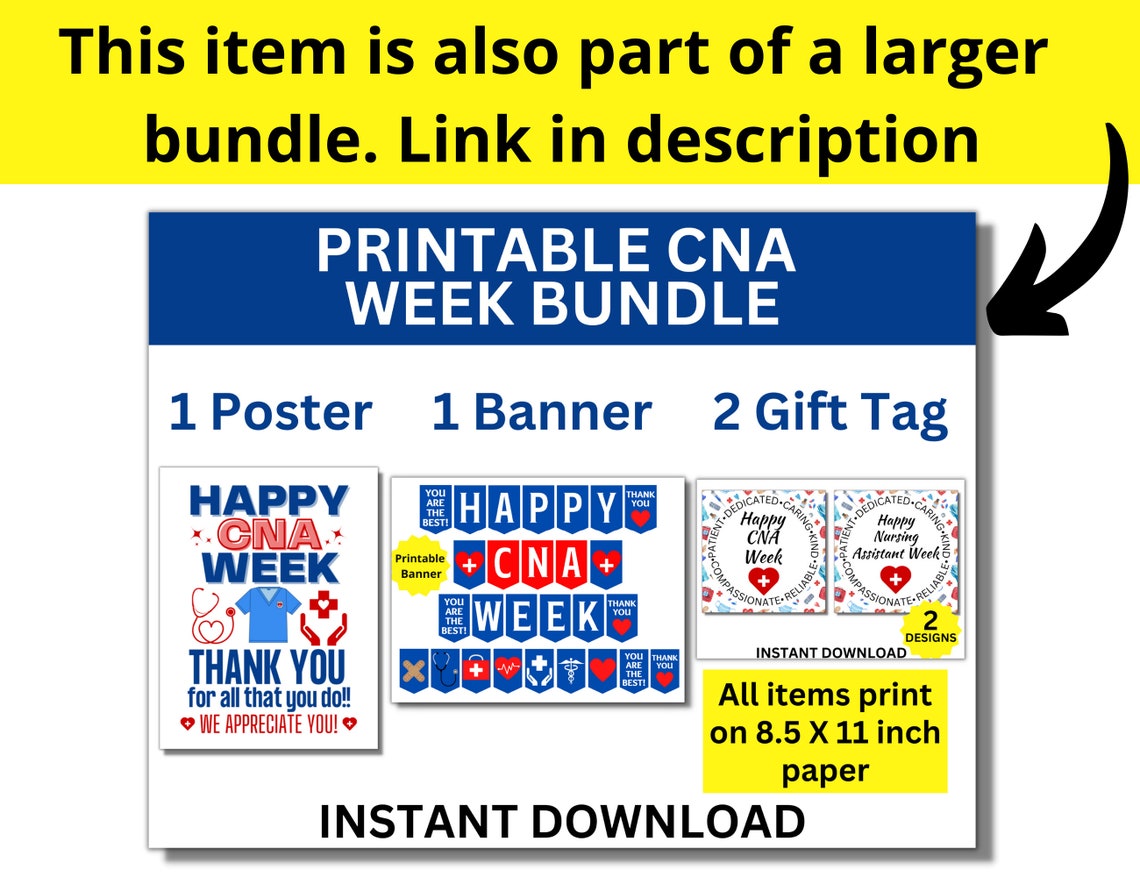 Certified Nursing Assistant Week Printable Poster, CNA Week Sign, CNA ...