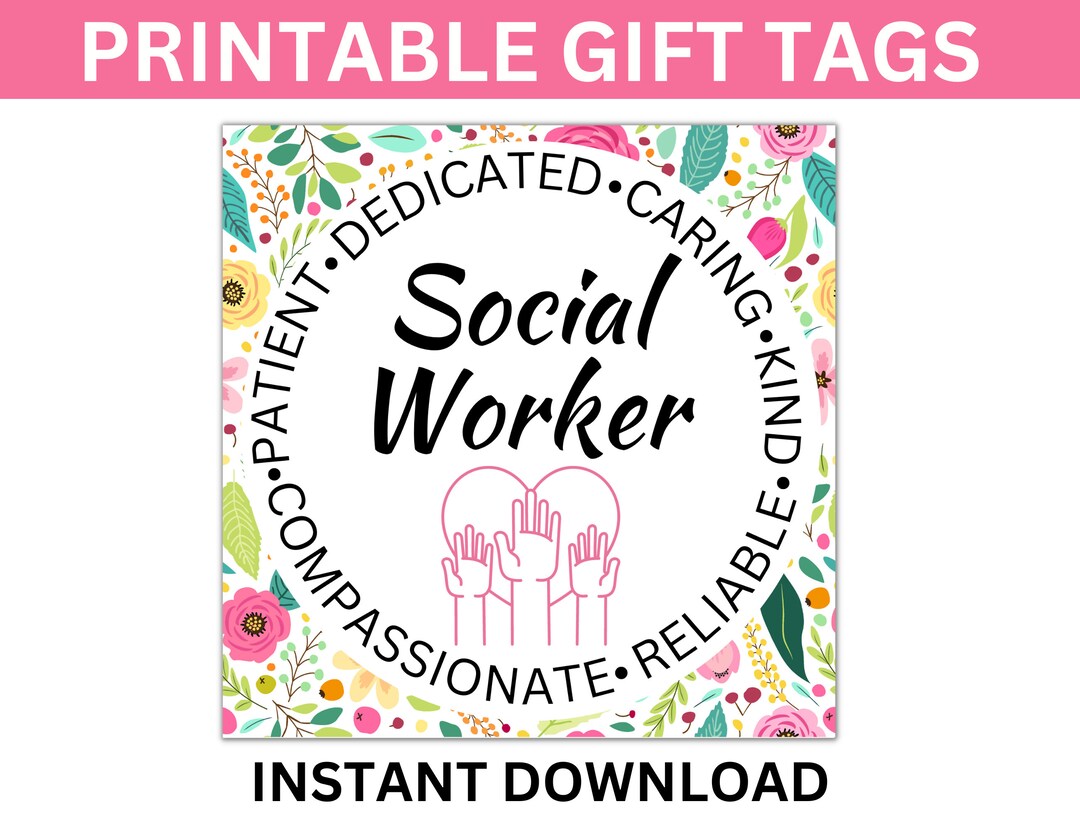 Social Worker Printable Gift Tag, Happy Social Work Week, Social Worker ...