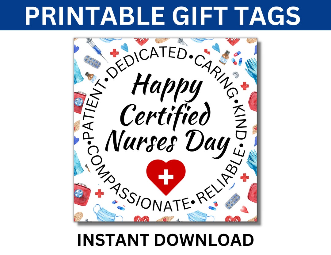 Certified Nurses Day Printable Tags, Certified Nurse Gift, Certified ...