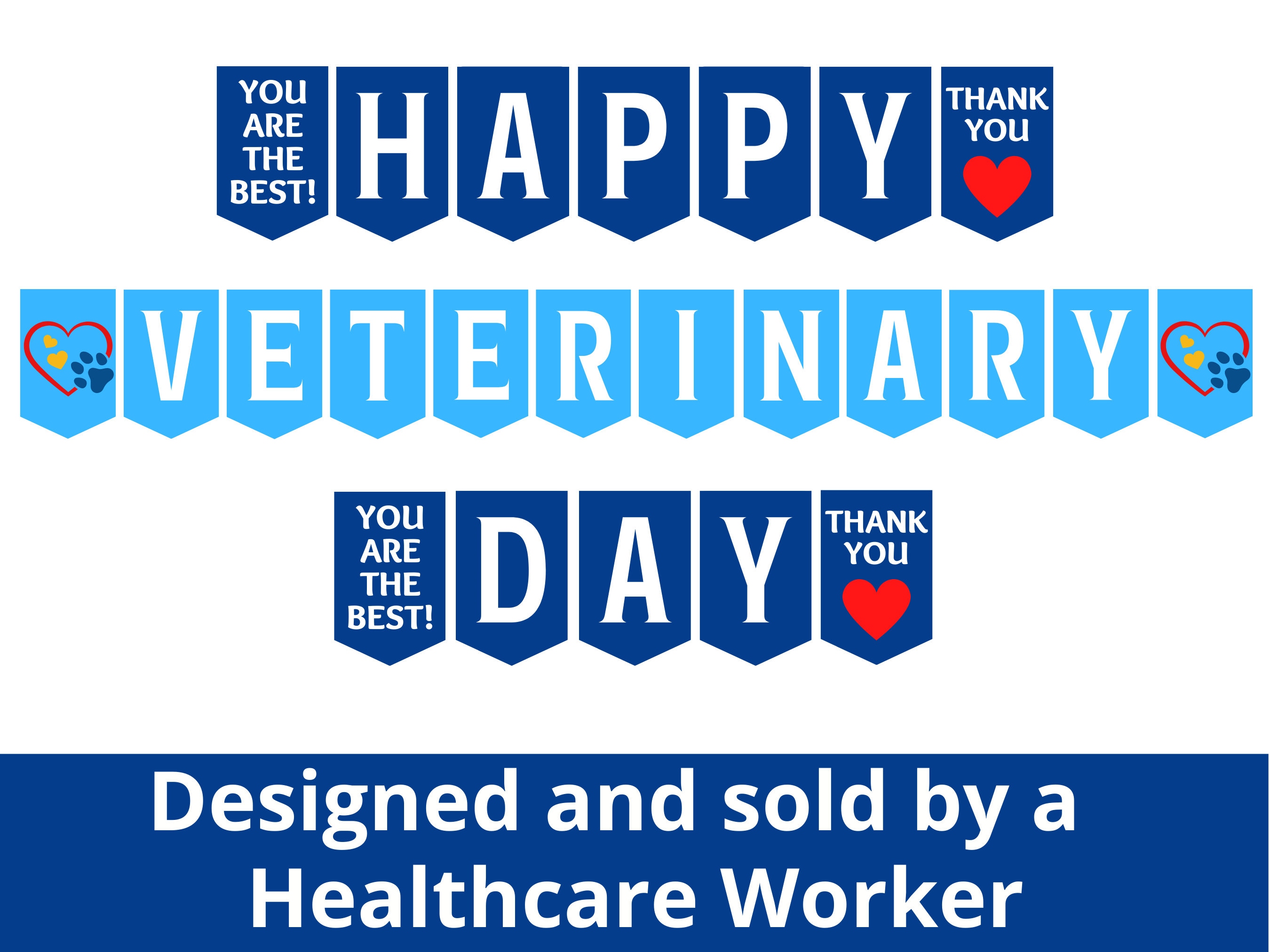 Veterinary Day Printable Banner, Happy Veterinary Day Sign ...
