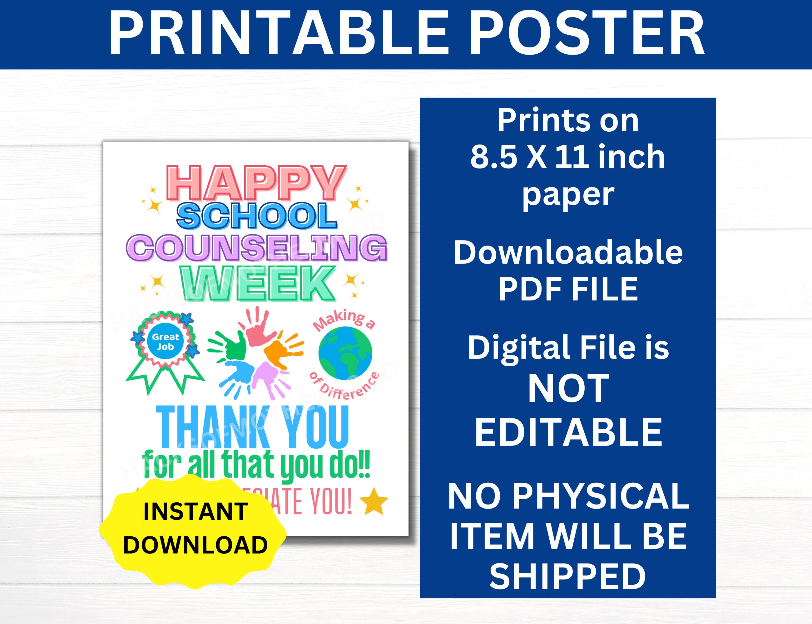 Happy School Counseling Week Printable Poster, School Counselor Week ...