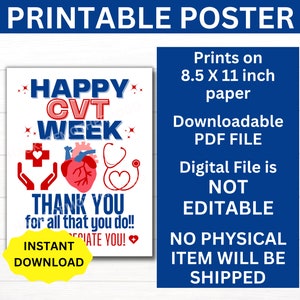 CVT Week Printable Bundle, Cardiovascular Professional Sign ...