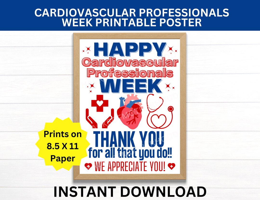 Cardiovascular Professionals Week Printable Poster, Happy CVT Week Sign ...