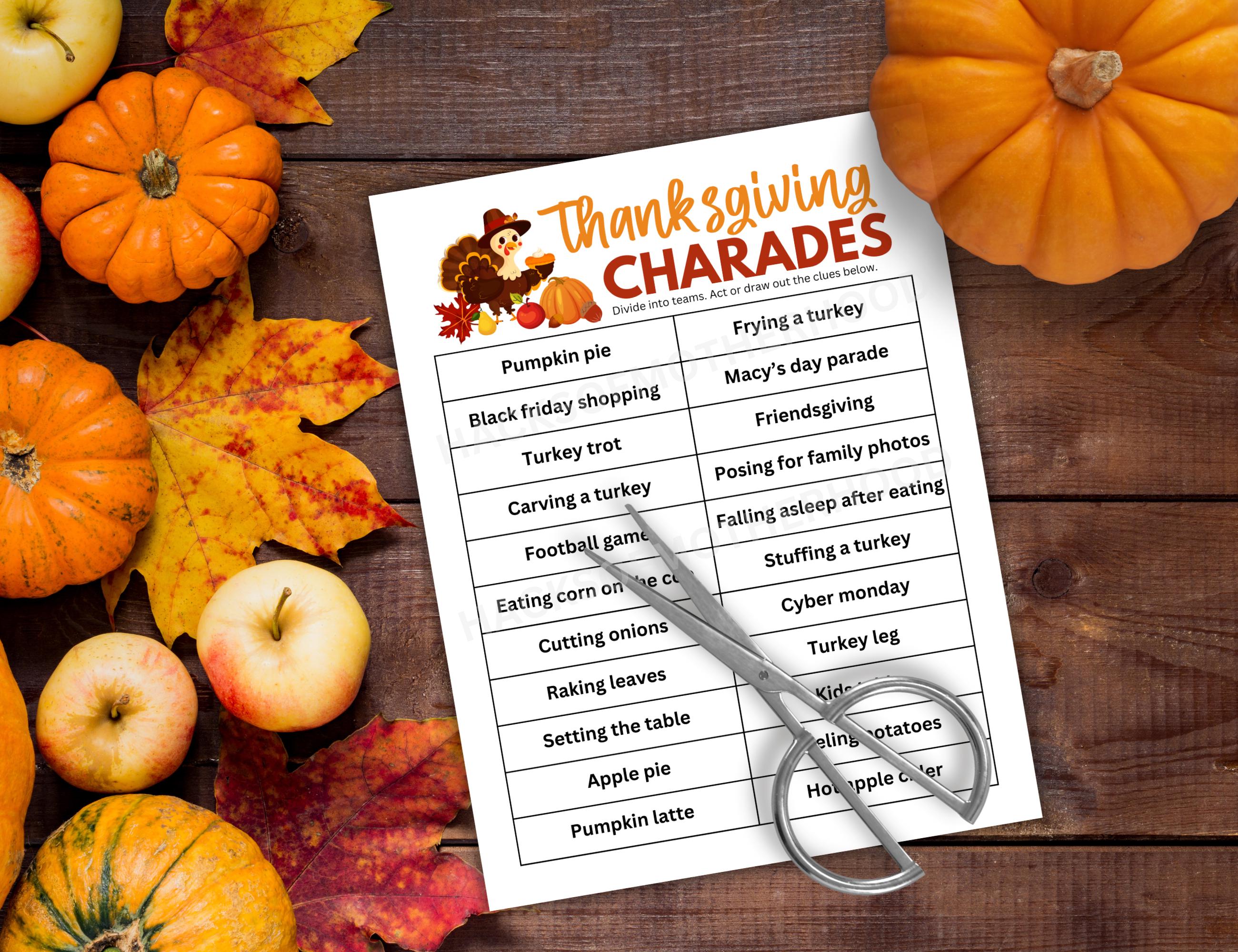 Thanksgiving Party Printable Game, Thanksgiving Charade, Thanksgiving ...