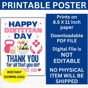 Dietitian Day Printable Poster, Happy Dietitian Day Sign, Registered ...