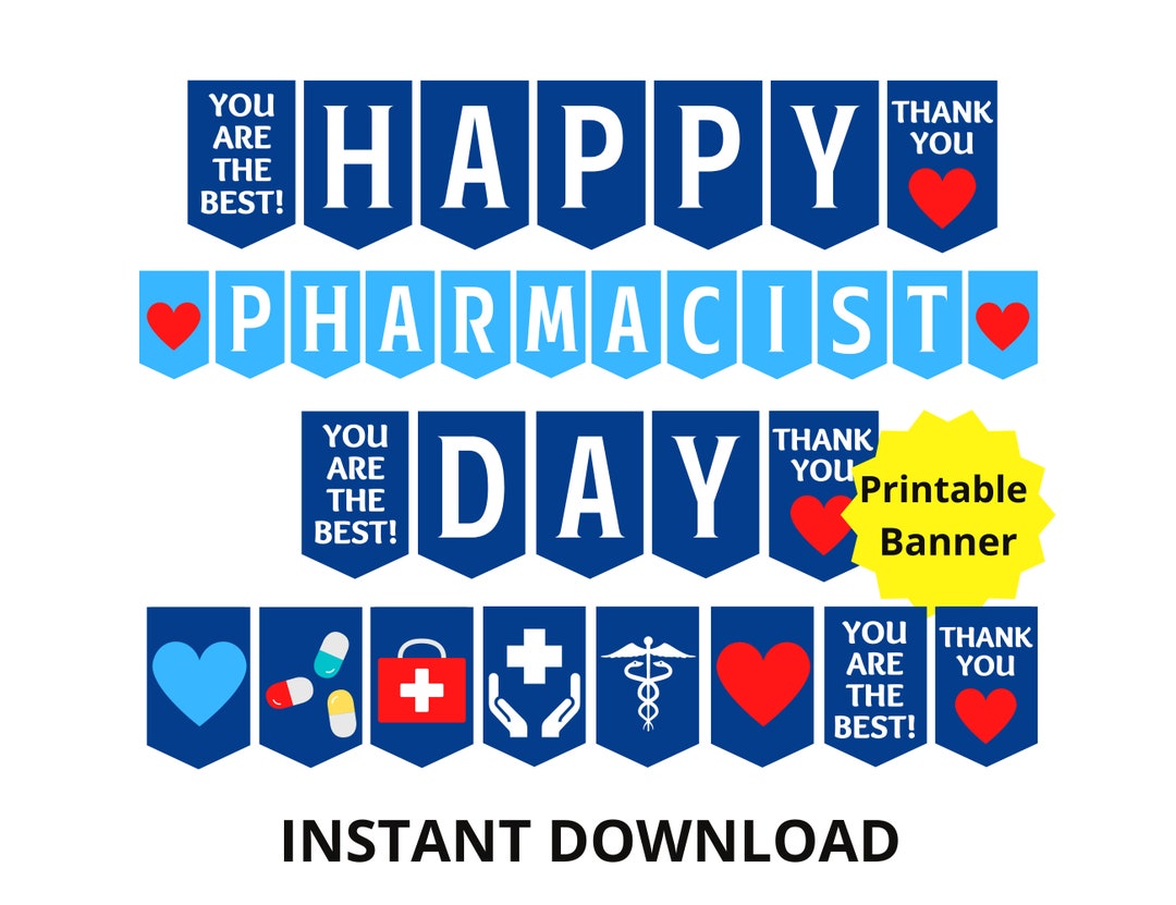 Pharmacist Day Printable Banner, Happy Pharmacist Day Sign, Pharmacist ...