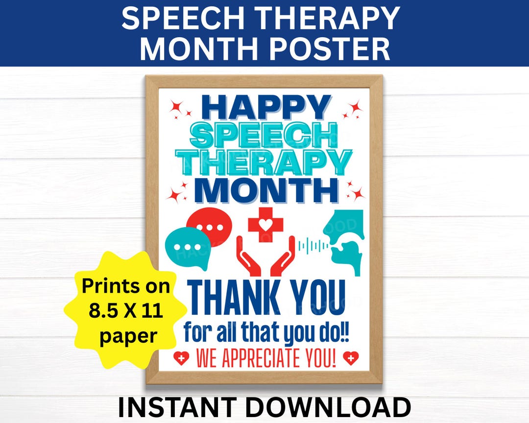 Speech Therapy Month Printable Poster Speech Therapy Sign Speech ...
