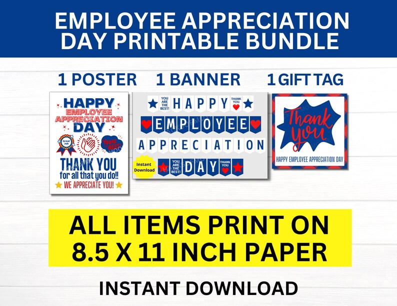Employee Appreciation Day Printable Bundle, Happy Employee Appreciation ...