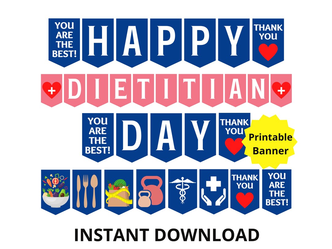 Dietitian Day Printable Banner, Happy Dietitian Day Sign, Registered ...