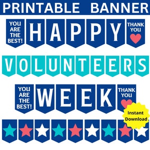Volunteer Week Printable Banner, Happy Volunteer Week Sign, Volunteer ...