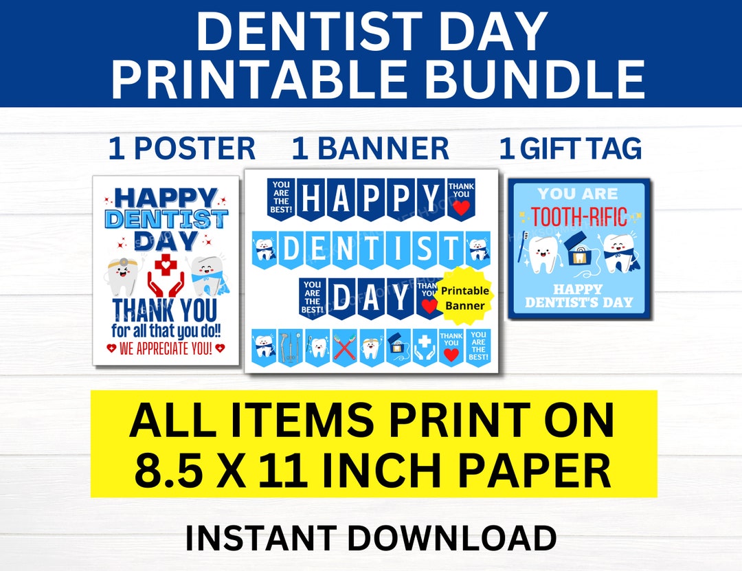Dentist Day Printable Bundle, Happy Dentist Day, Dentist Gift, Dental ...